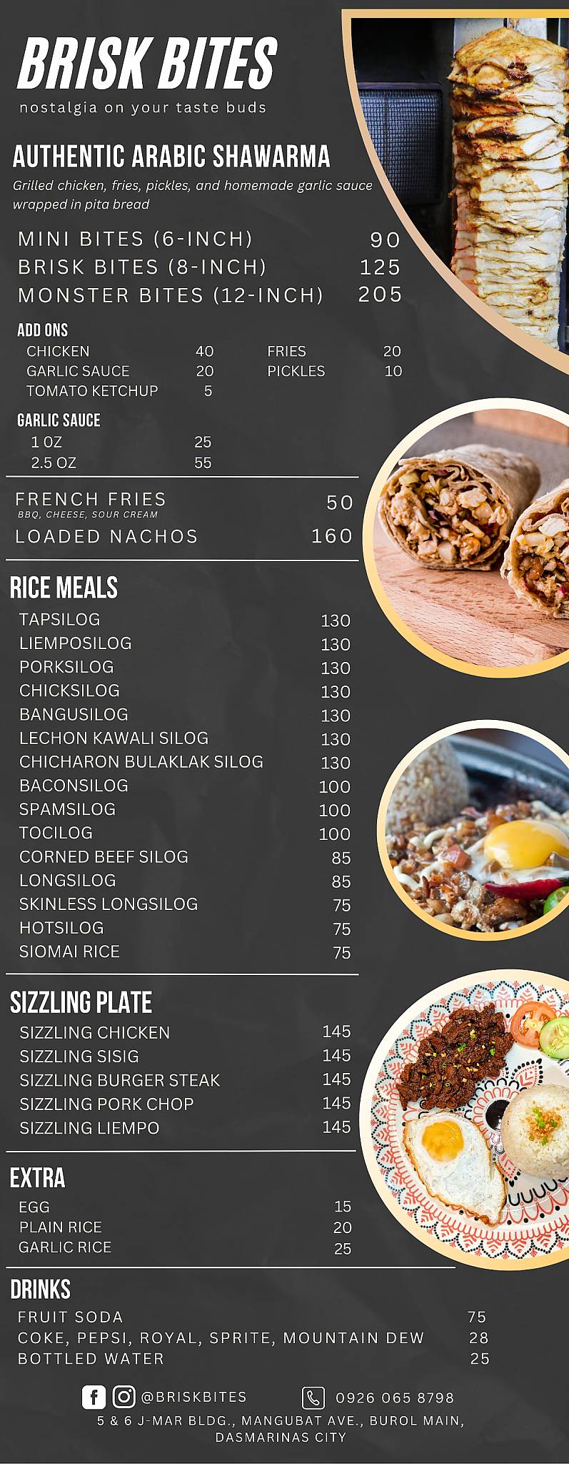 Menu at Brisk Bites restaurant, Dasmariñas
