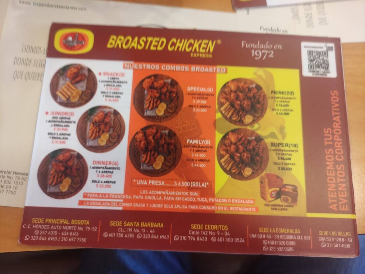 Menu at Broasted Chicken - Sede Villas restaurant, Bogotá