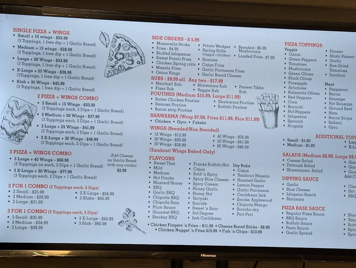 Menu at Bro's Pizza & Wings pizzeria, St. Catharines