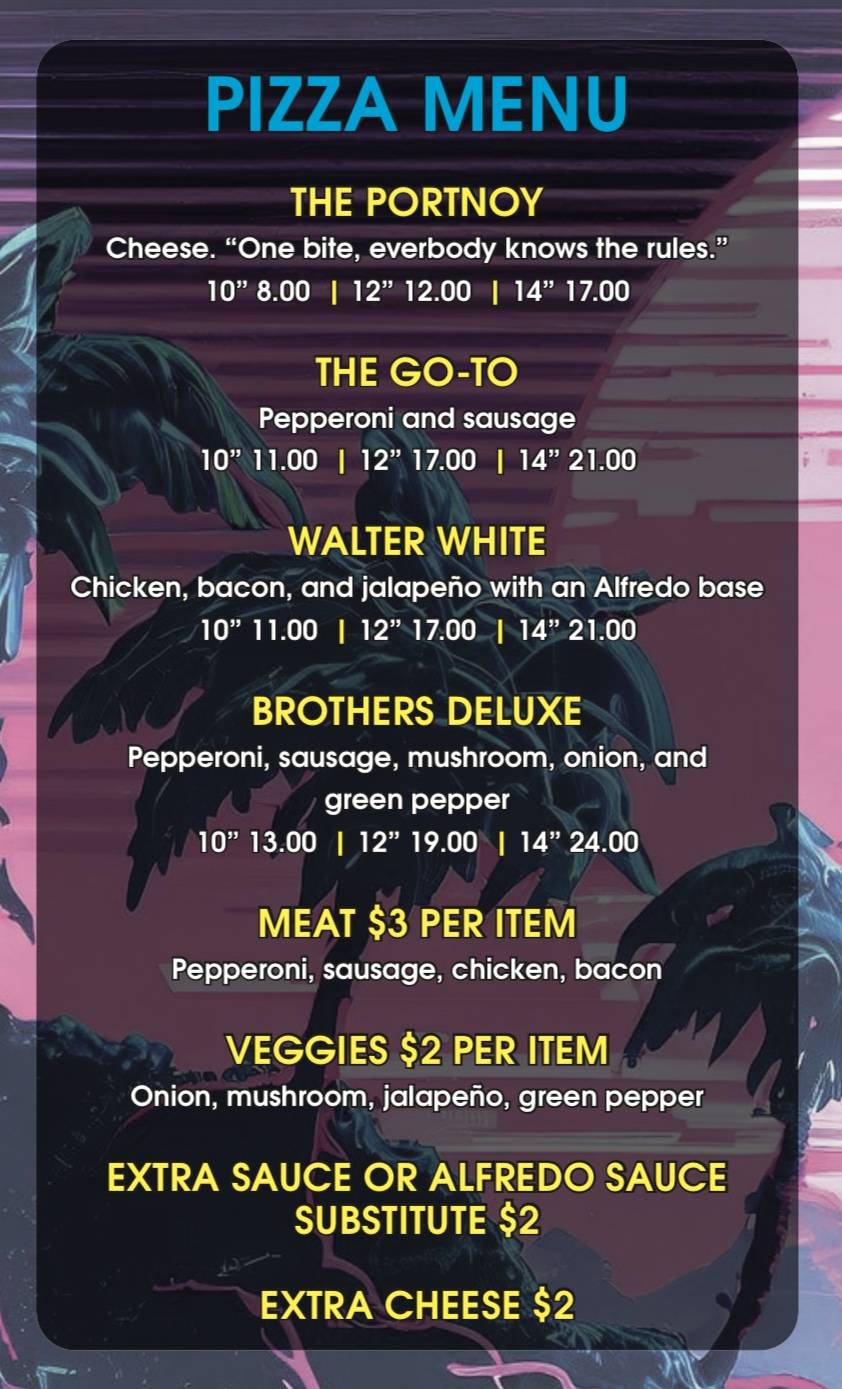 Menu at Brothers On Oak pub & bar, Baraboo