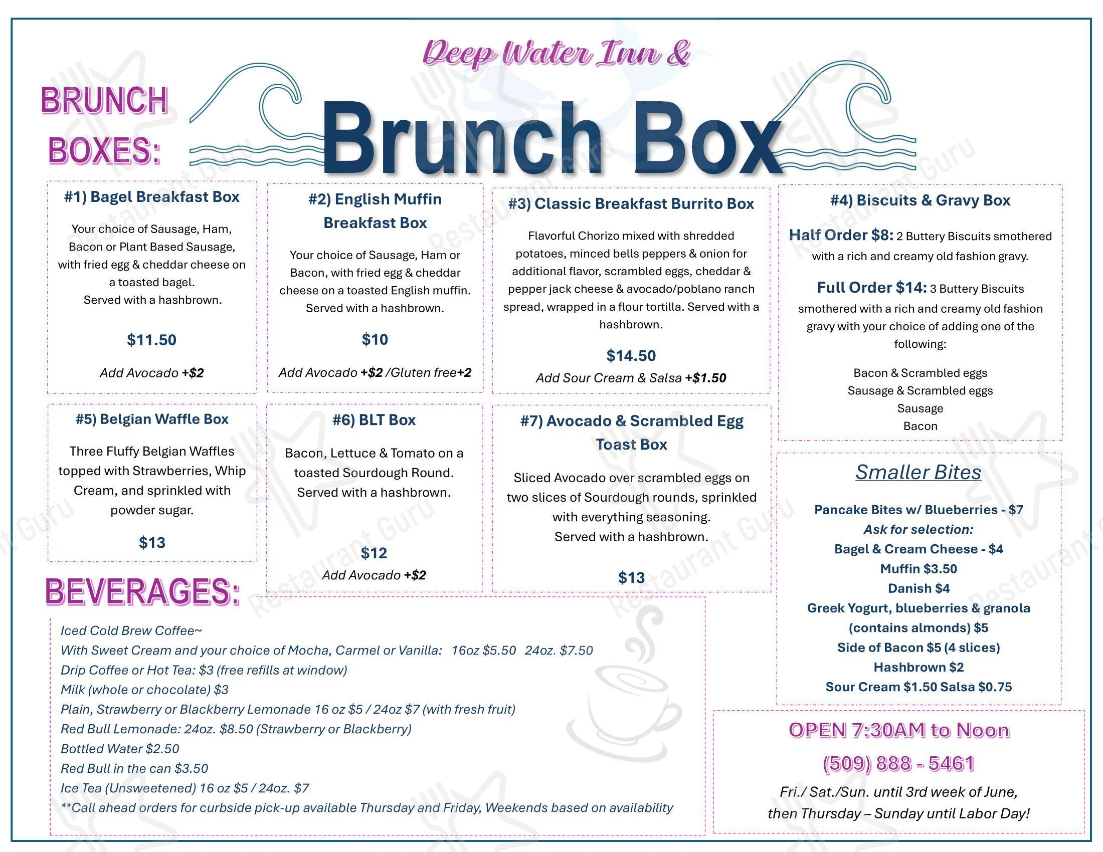 Menu at Brunch Box restaurant, Chelan