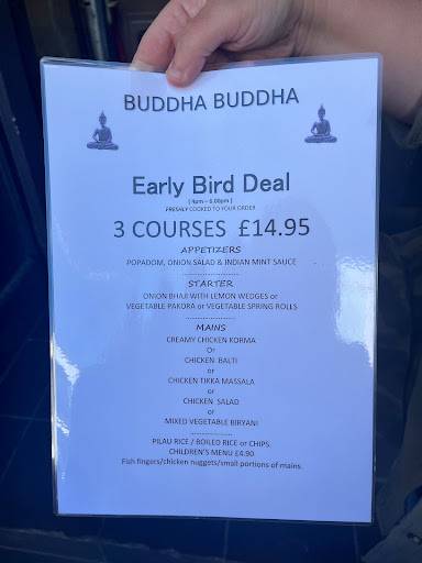 Menu at Buddha Buddha restaurant, Tenby