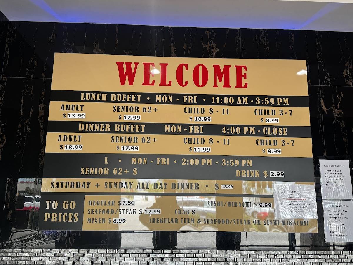 Menu at Buffet City restaurant, Sarasota