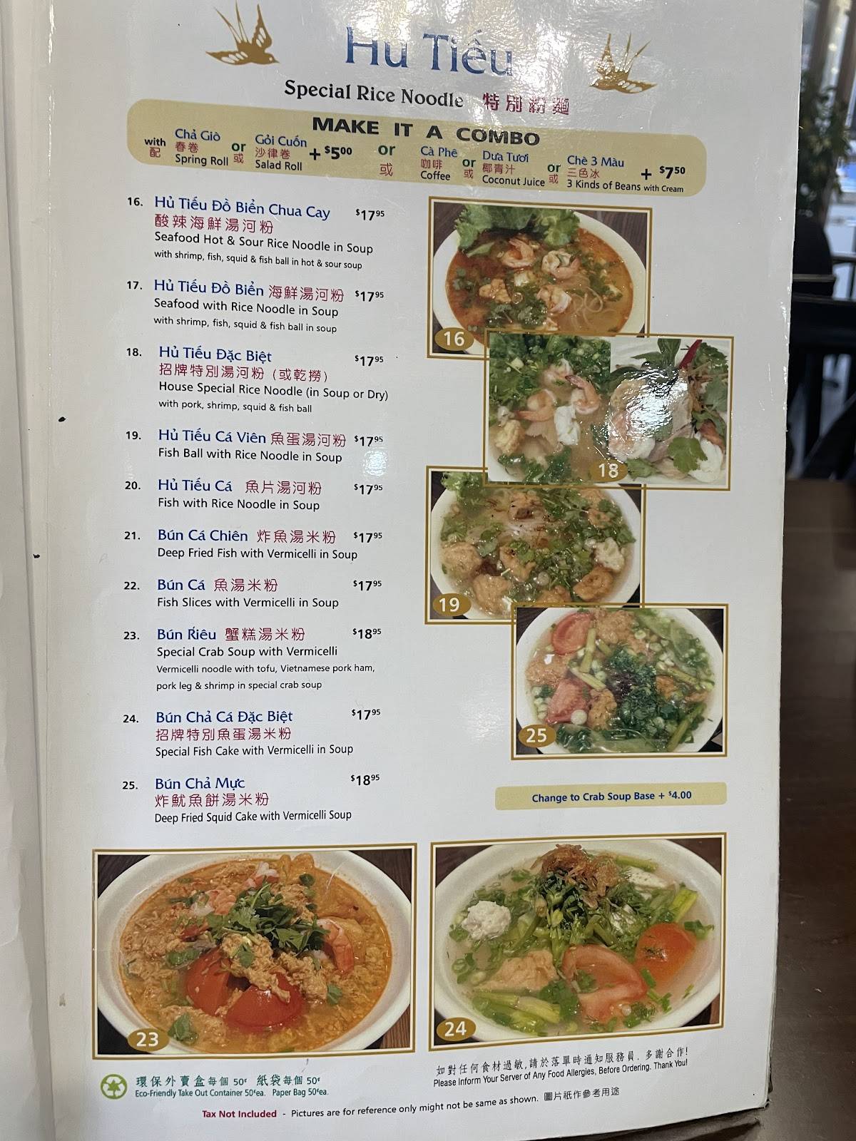 Menu at Bun Cha Ca Hoang Yen Burnaby restaurant, Burnaby