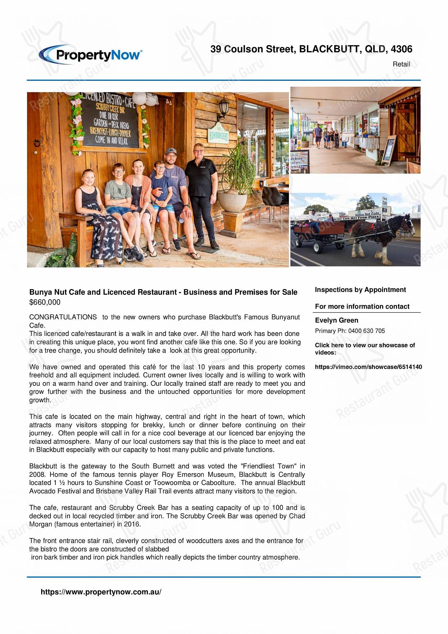 Menu at Bunya Nut Cafe, Blackbutt