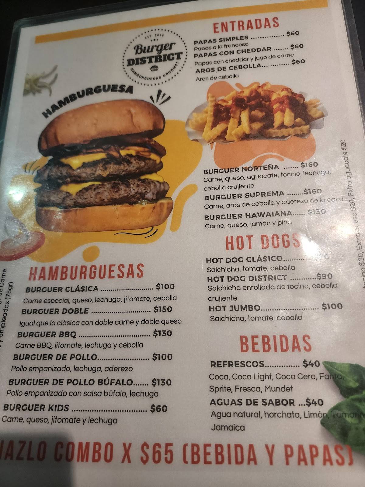 Menu at Burger District pub & bar, Cancún, Av. Bonampak mza 27-lote 1