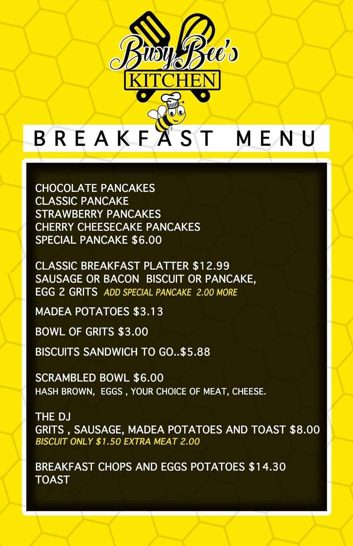 Menu at Busy Bees Kitchen desserts, Byhalia