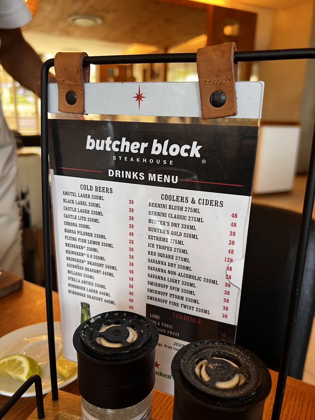Menu at Butcher Block Restaurant - Umhlanga, Durban, 2 Ncondo Place