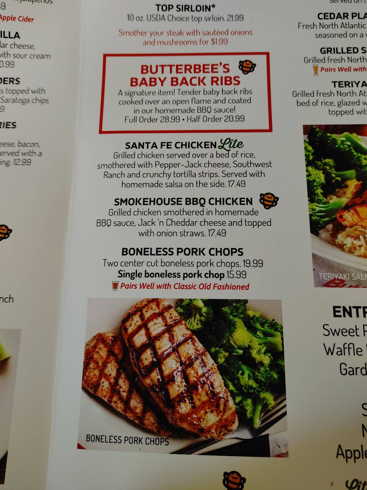 Menu at Butterbee's American Grille restaurant, Milford