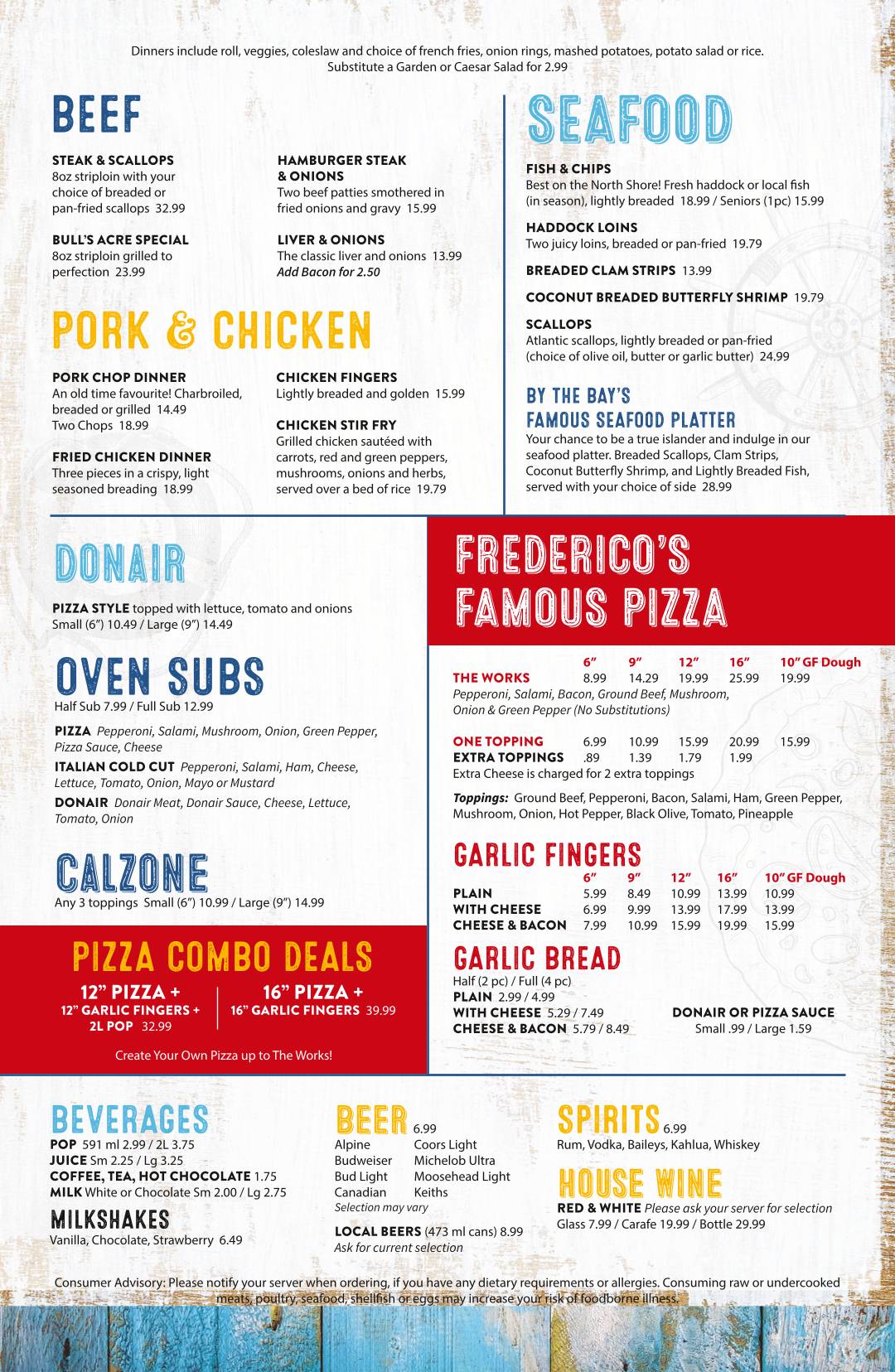 Menu at By The Bay Family Restaurant, North Rustico