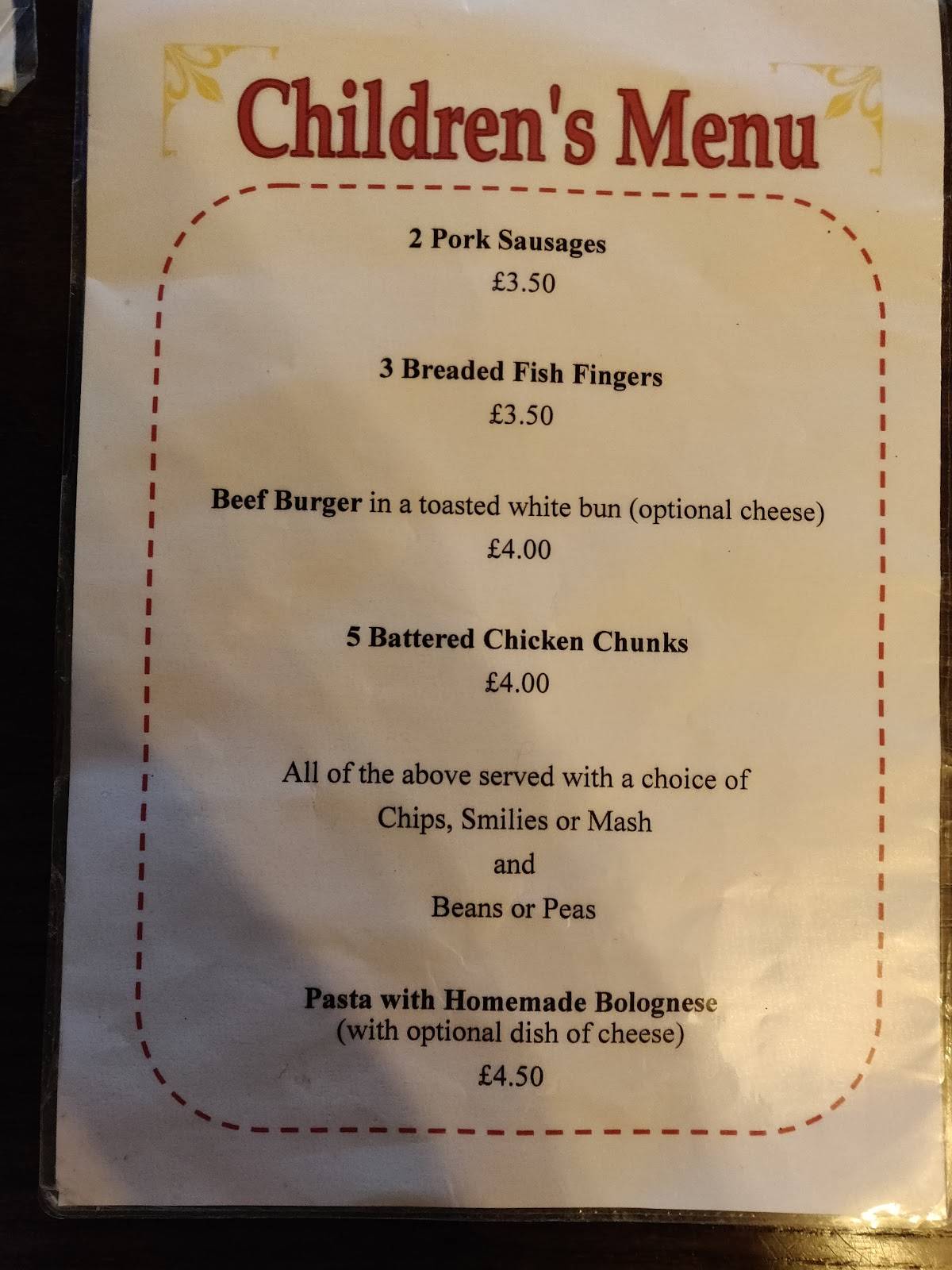 Menu at Reverend James pub & bar, Bynea