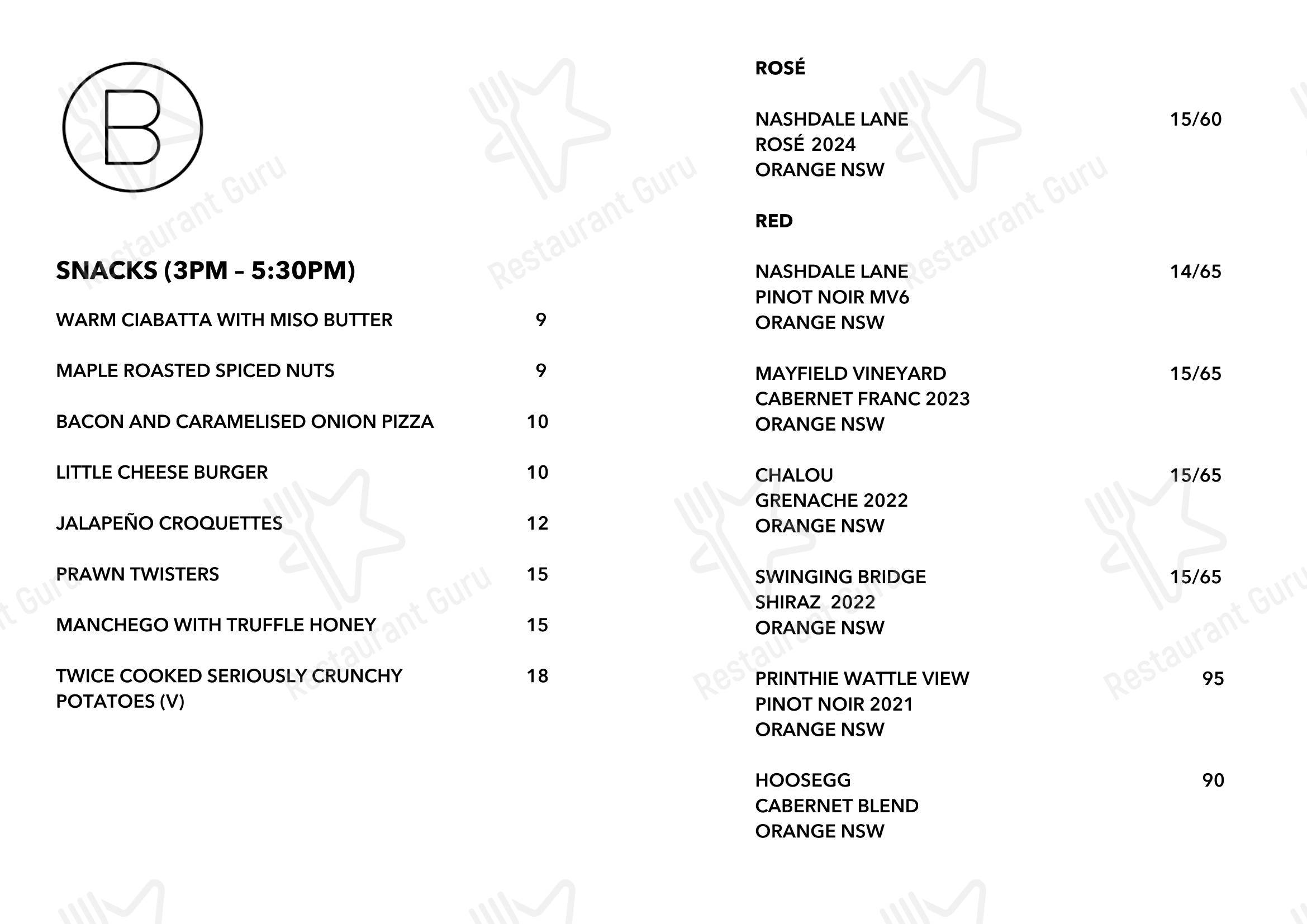 Menu at Byng Street Local Store restaurant, Orange