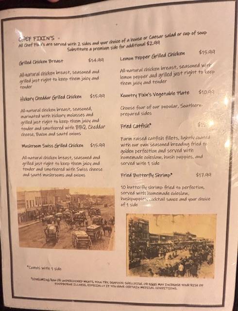 Menu at C & J Kountry Fixin's and CJ's Bar, Bristow