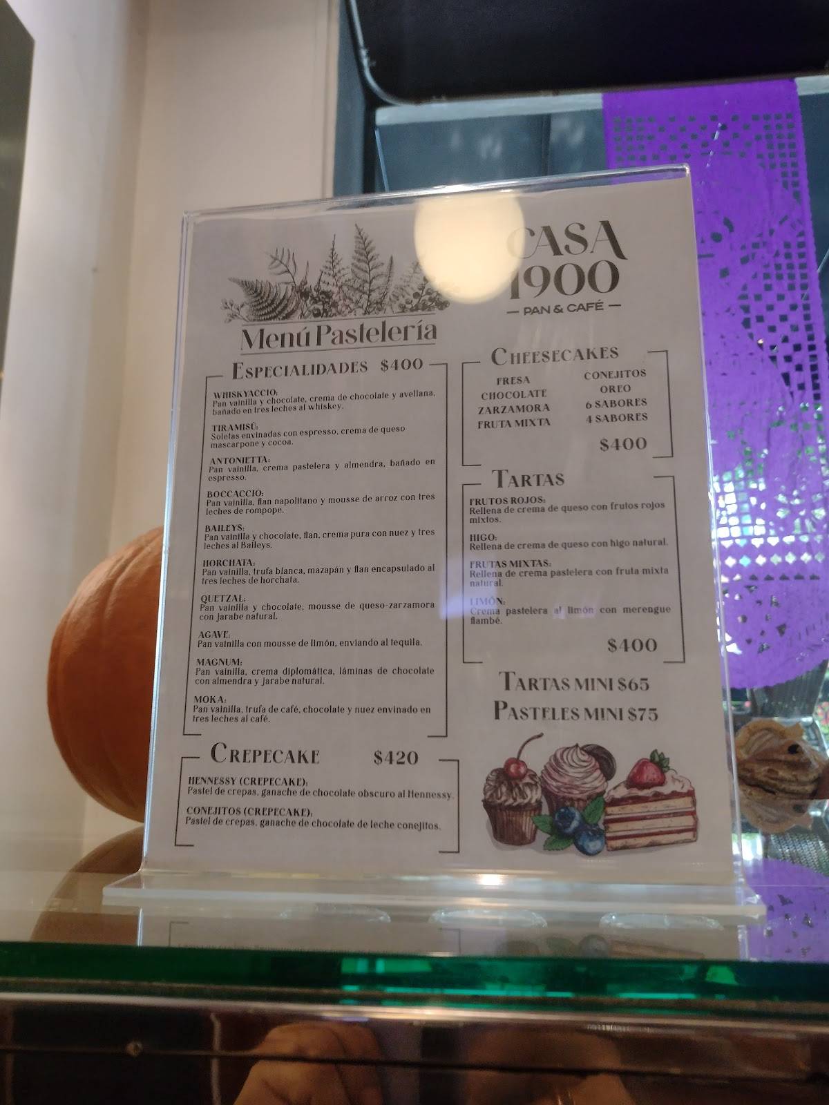Carta de CASA 1900 PAN & CAFÉ, Ciudad López Mateos, Calle de Durango 216