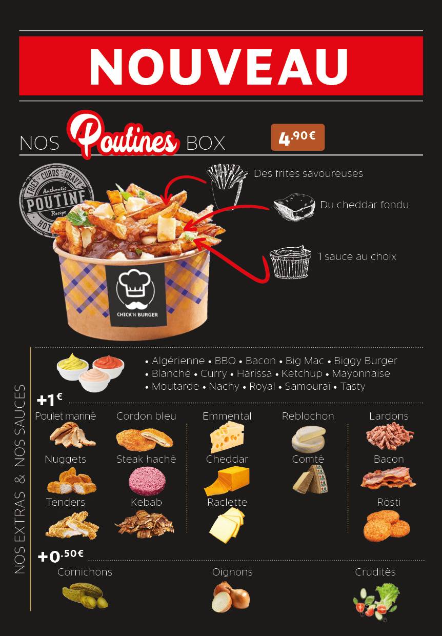 Menu at CHICK'N BURGER restaurant, Besançon