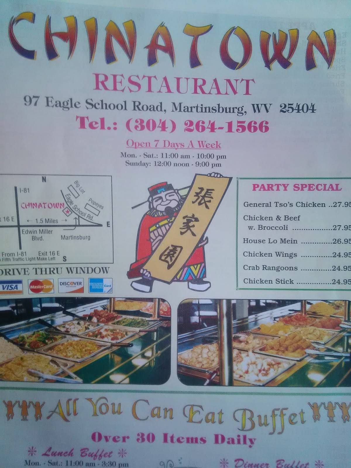 Menu at CHINATOWN Restaurant, Martinsburg