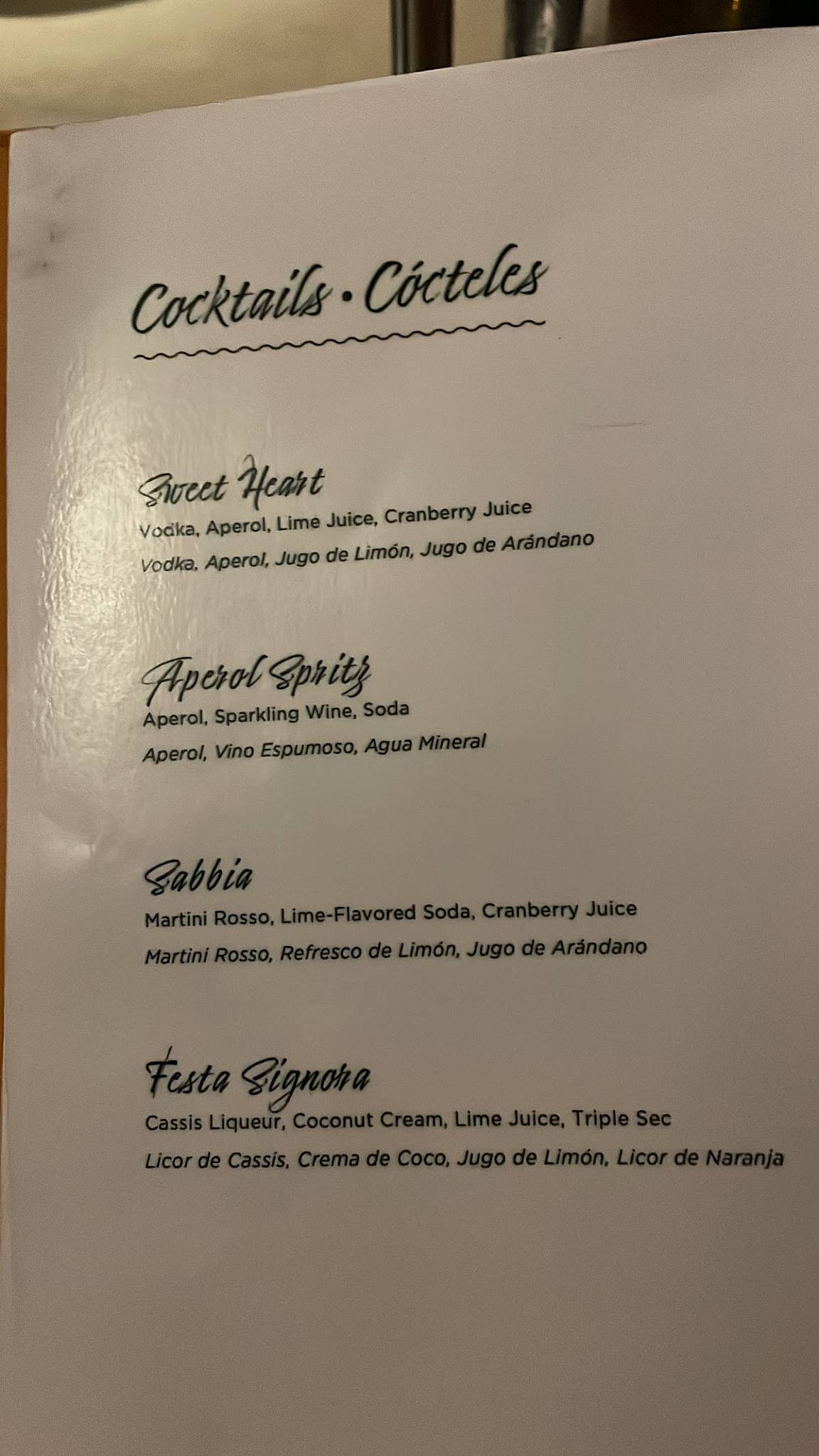 Menu at CIAO ITALIAN CUISINE restaurant, Nuevo Vallarta