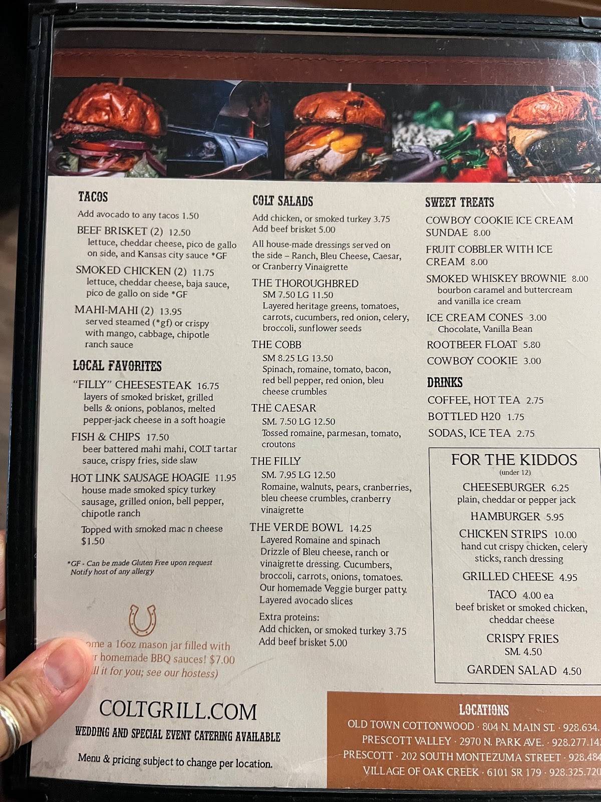 Menu at COLT Grill, BBQ & Spirits, Prescott Valley