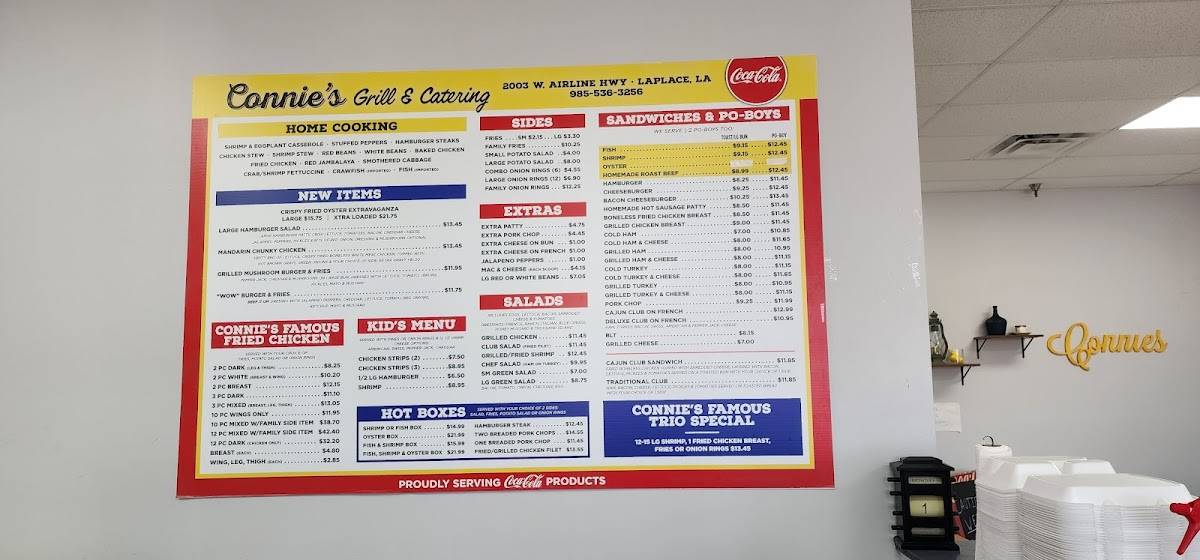 Menu at CONNIE'S GRILL & CATERING restaurant, LaPlace, W Airline Hwy