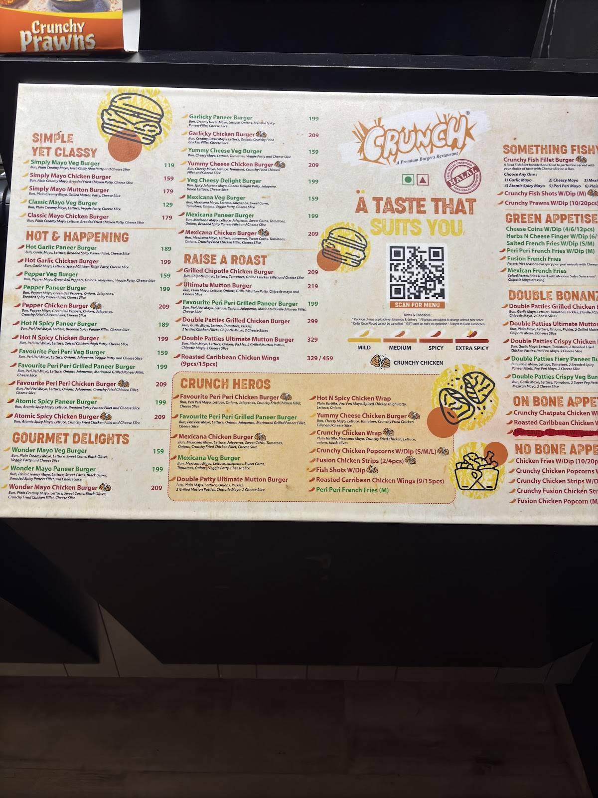 Menu at Crunch, Surat, 4QRH+FJC White House