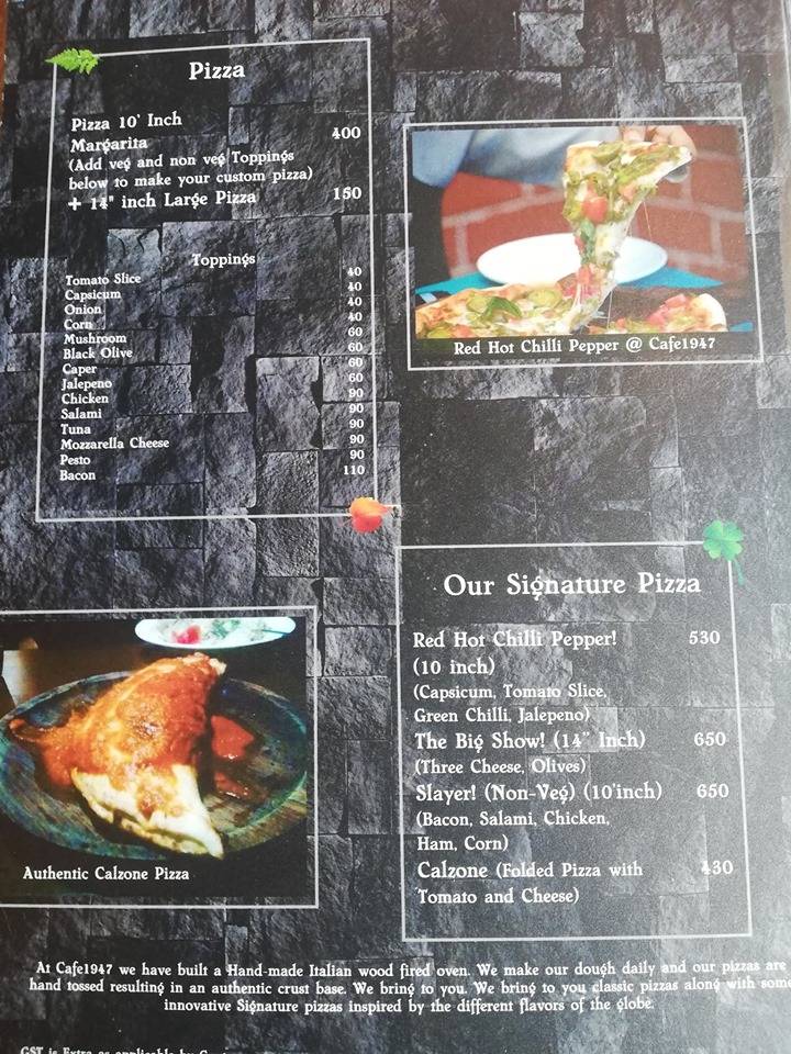 Menu at Cafe 1947, Manali, Near Nehru Kund