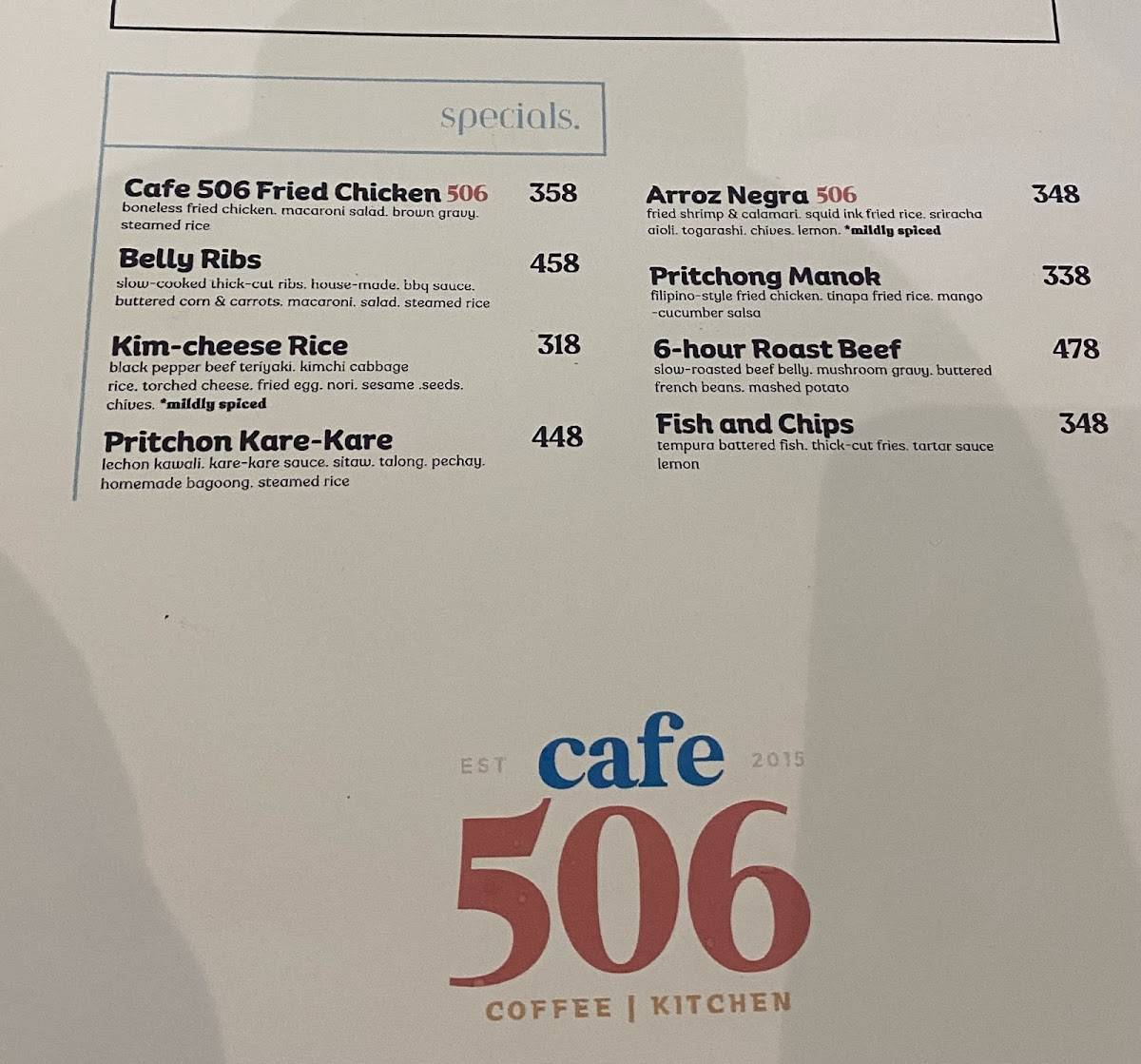 Menu at Cafe 506, Kawit, CVGQ+HW3
