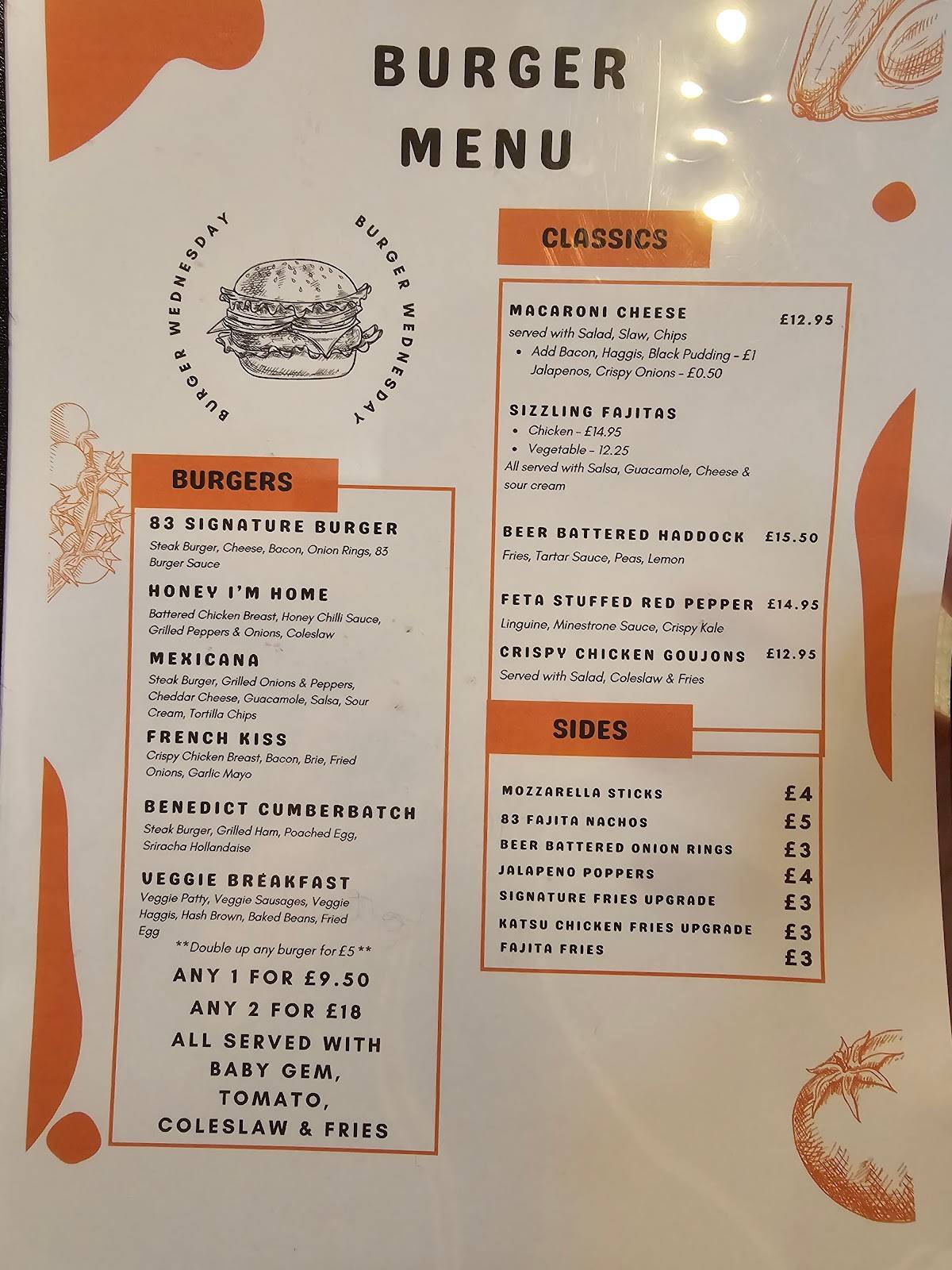 Menu at Cafe 83, Kemnay