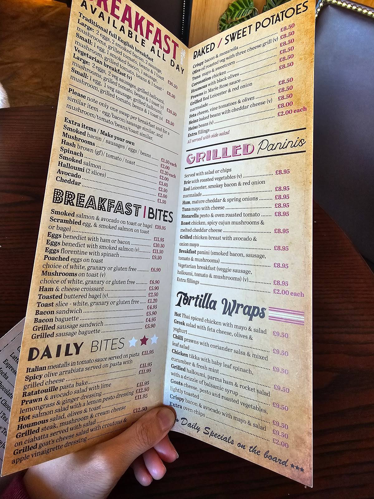 Menu at Cafe 96, Bristol
