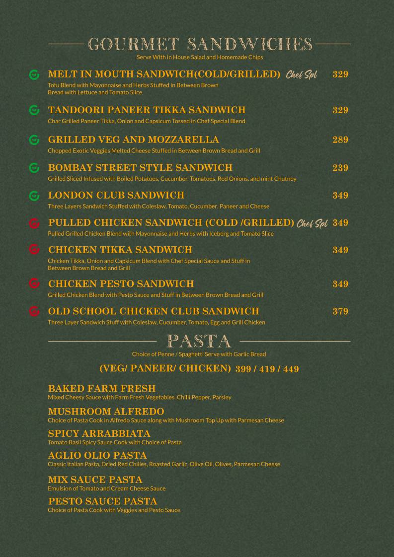 Menu at Cafe Another Day, New Delhi