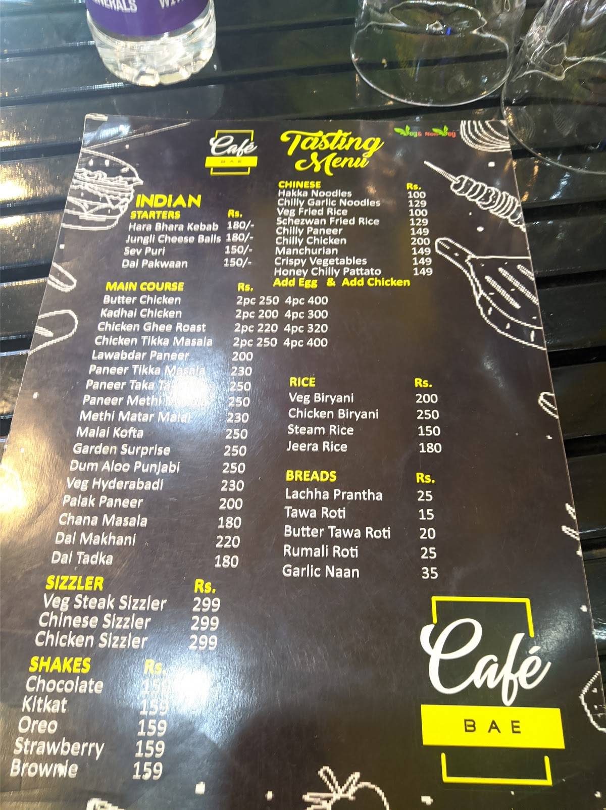 Menu at Cafe BAE, Ranchi