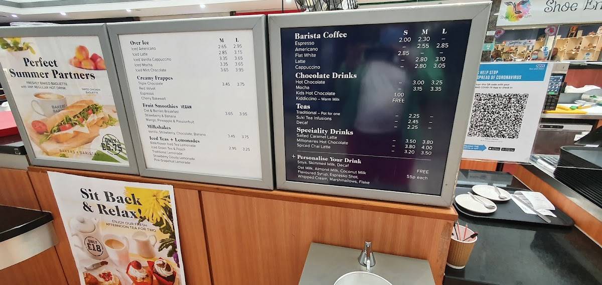 Menu at Bakers + Baristas, Mansfield