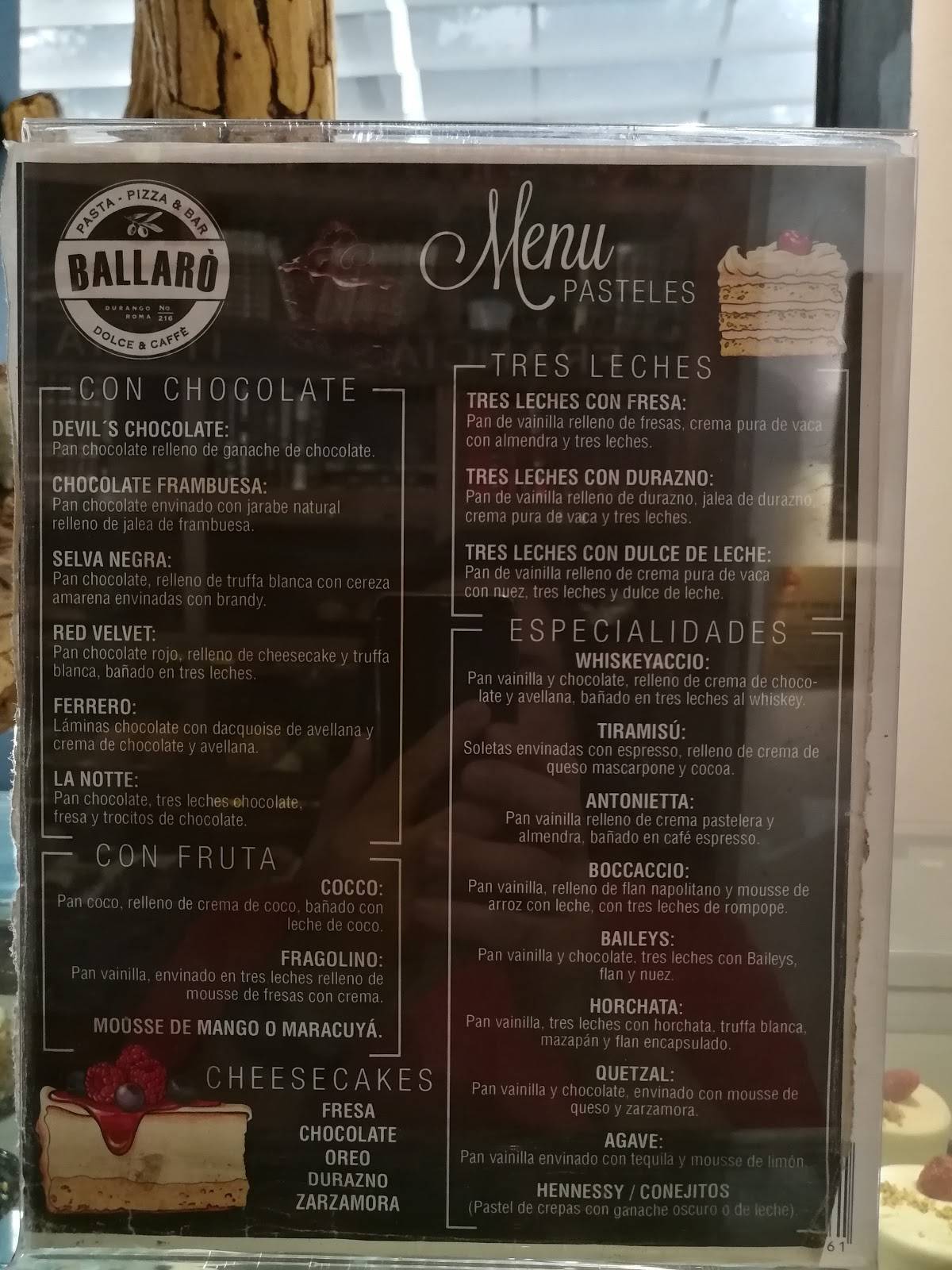 Carta de CASA 1900 PAN & CAFÉ, Ciudad López Mateos, Calle de Durango 216