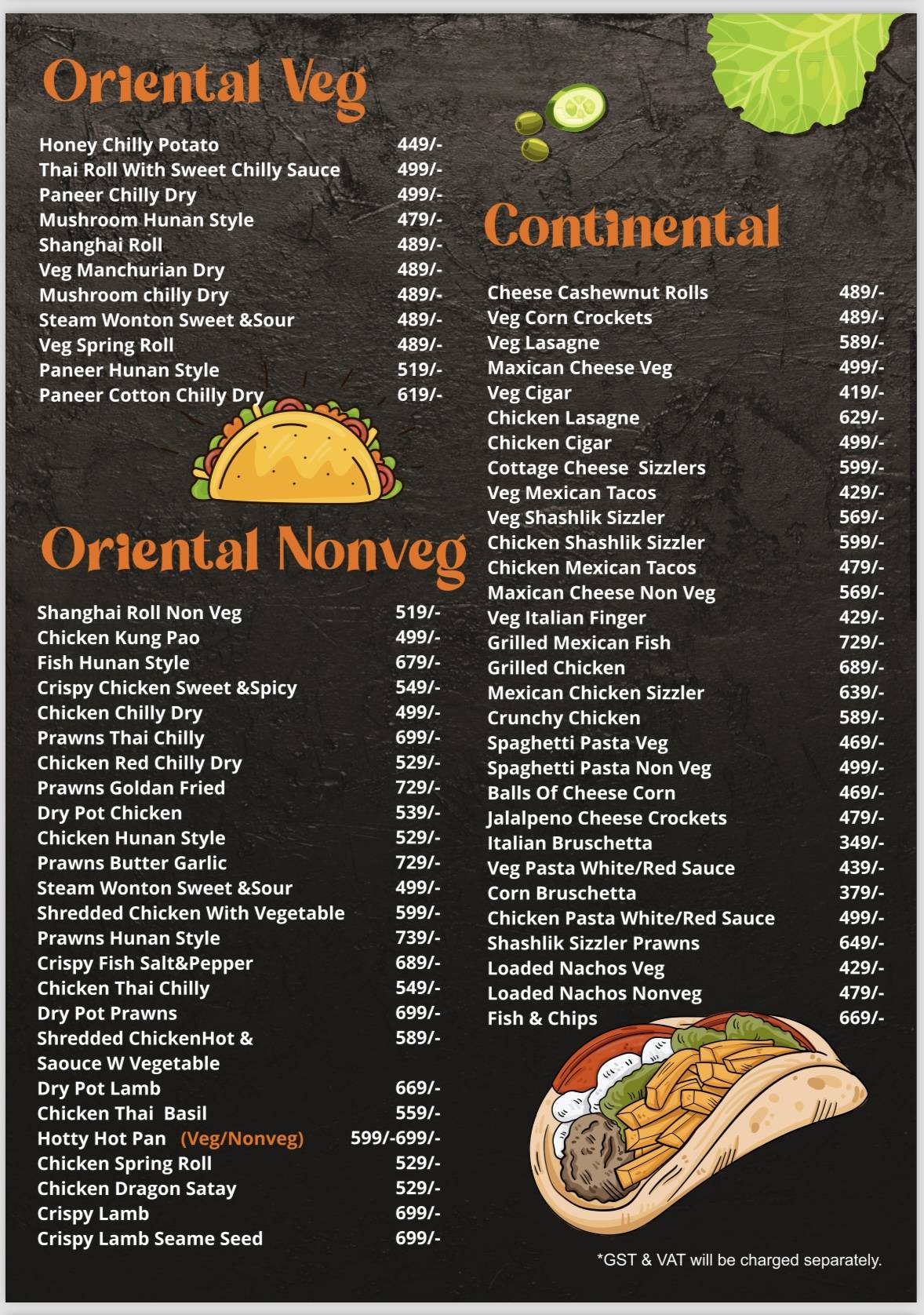 Menu at Cafe CO2, Pune, Angrewadi. Manas lake
