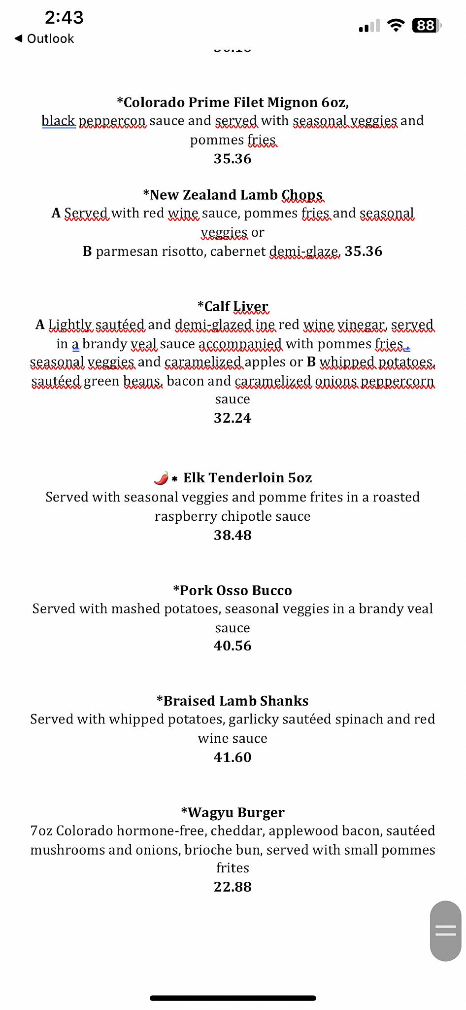 Menu at Cafe Bernard, Basalt, French Bistro Bakery Café