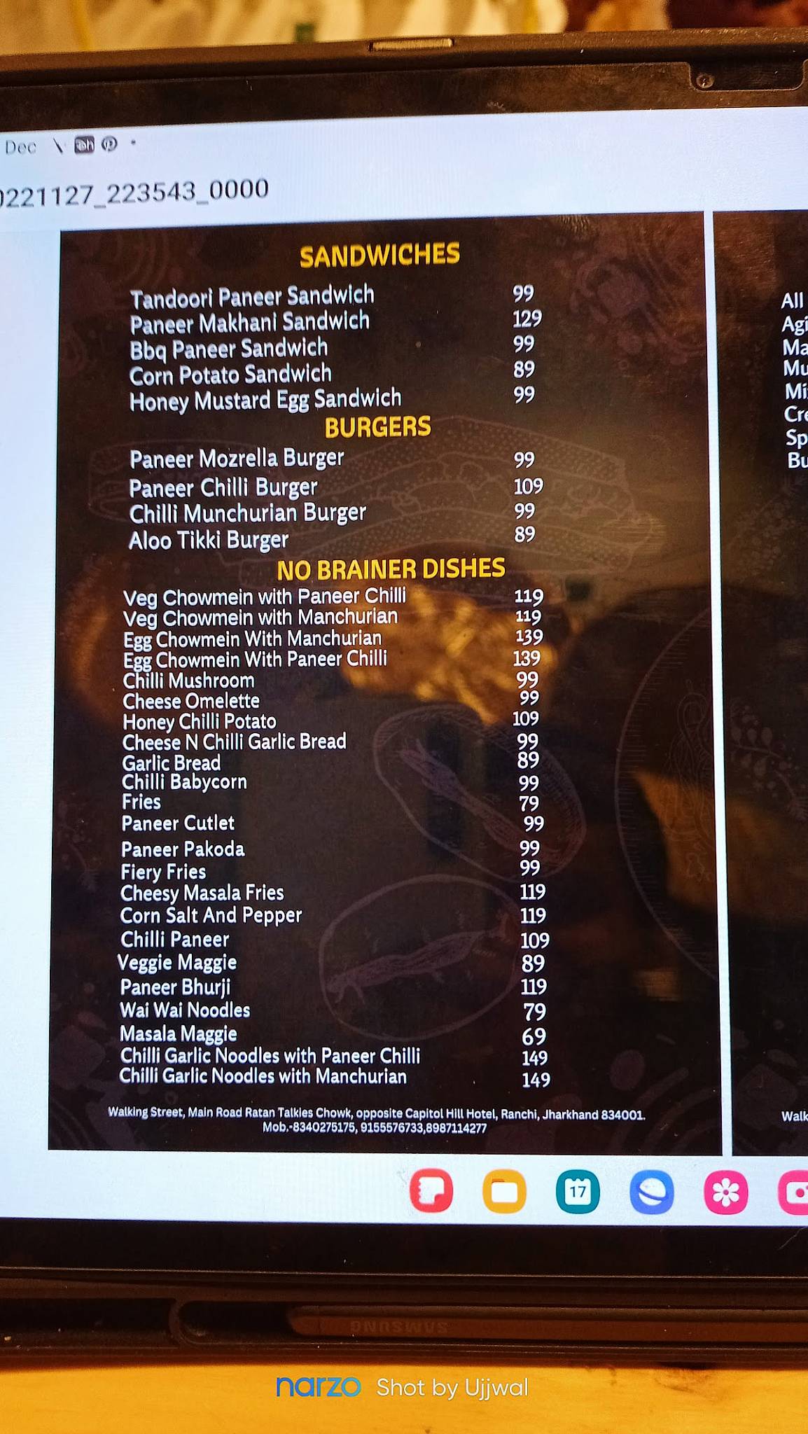 Menu at Cafe Good Samaritans, Ranchi, Ranchi