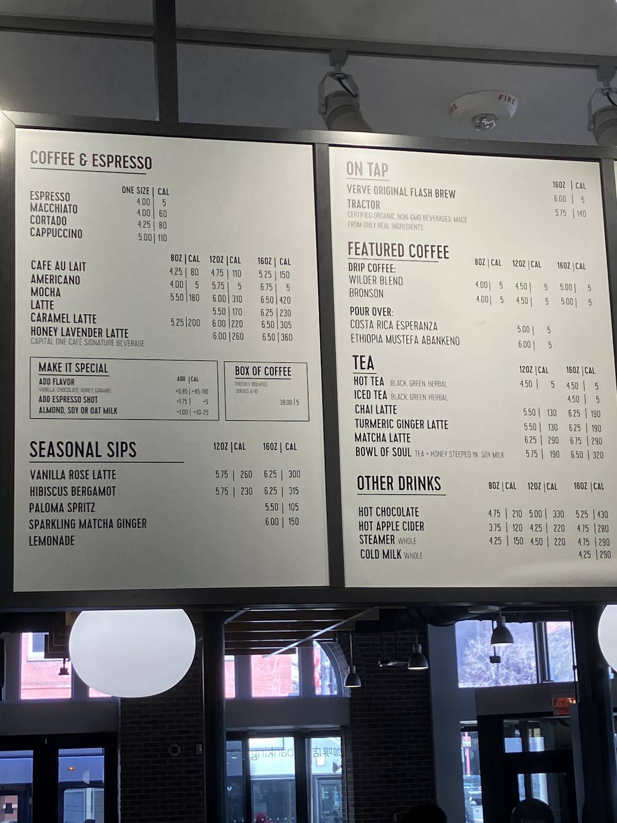 Menu at Capital One Café cafe, Washington, 732 7th St NW