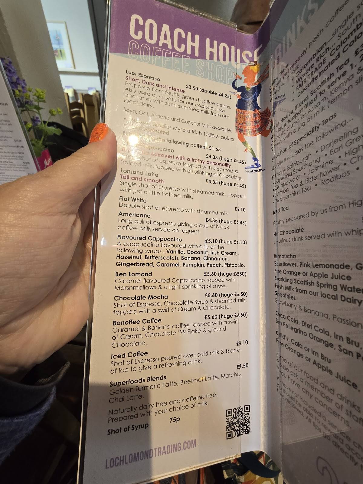 Menu at Coach House Coffee Shop and Store cafe, Luss