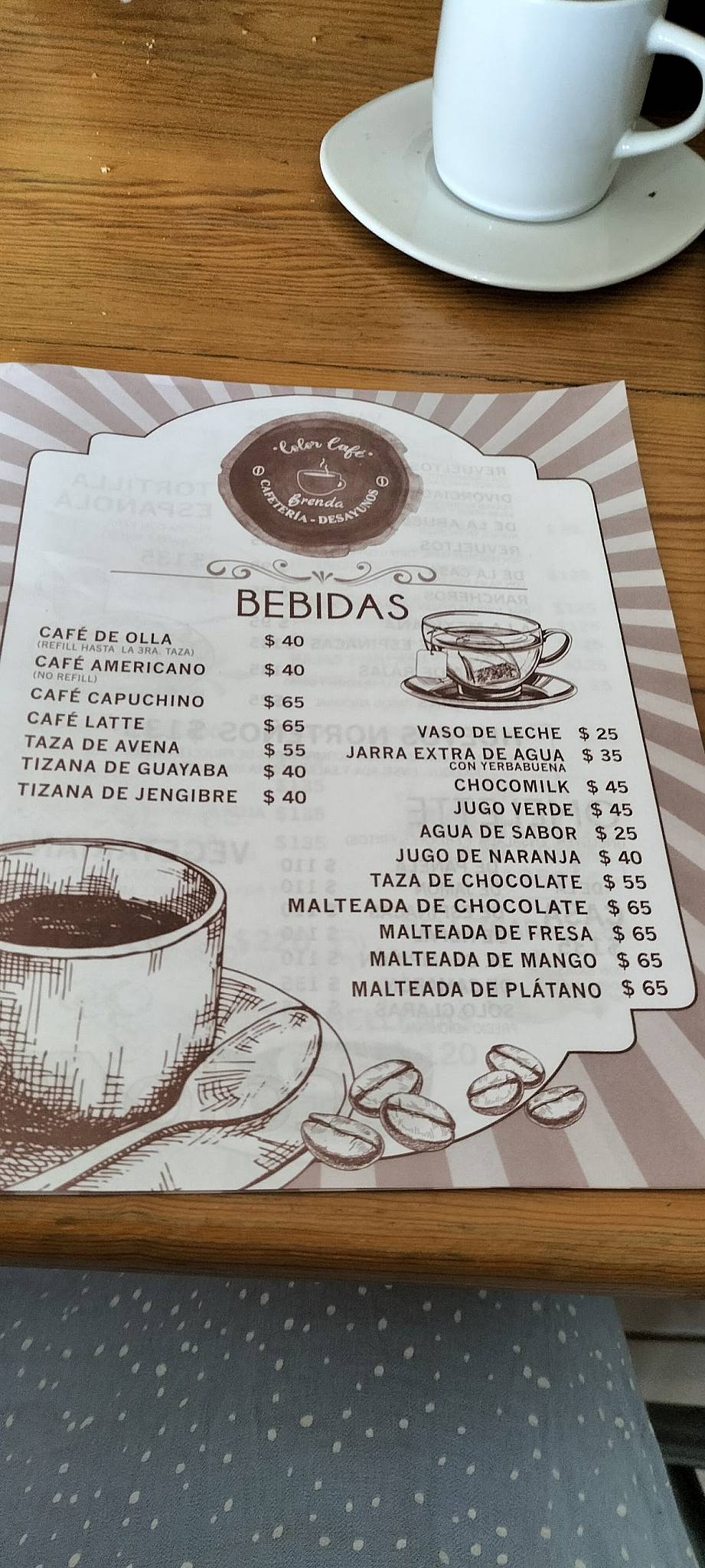 Carta de Café Color Cafe, Tepic