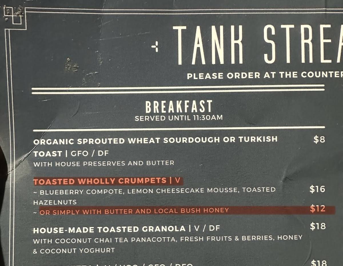 Menu at Crema Coffee Garage cafe, Enoggera