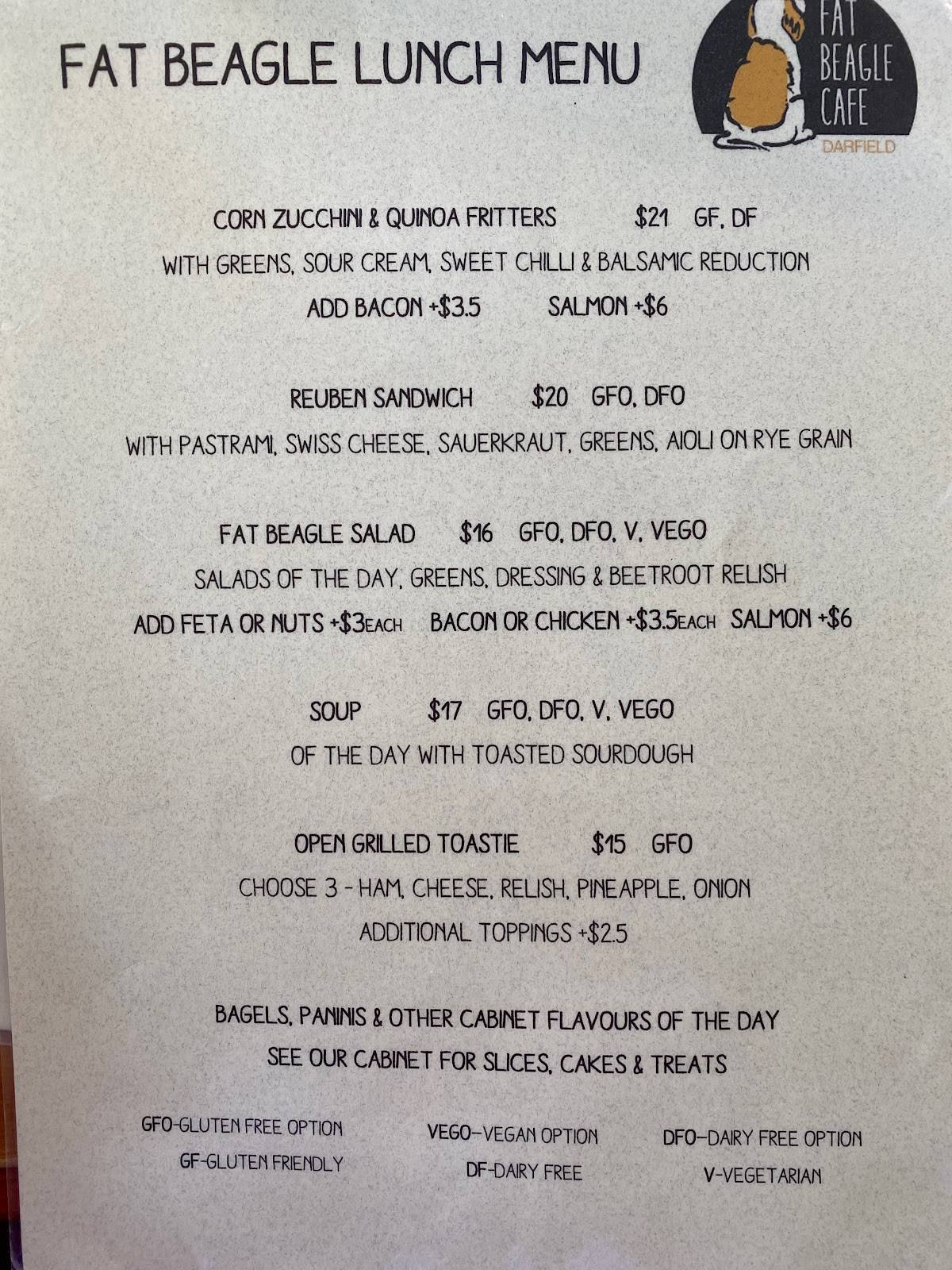Menu at Dalethorpe House Cafe & Store, Darfield