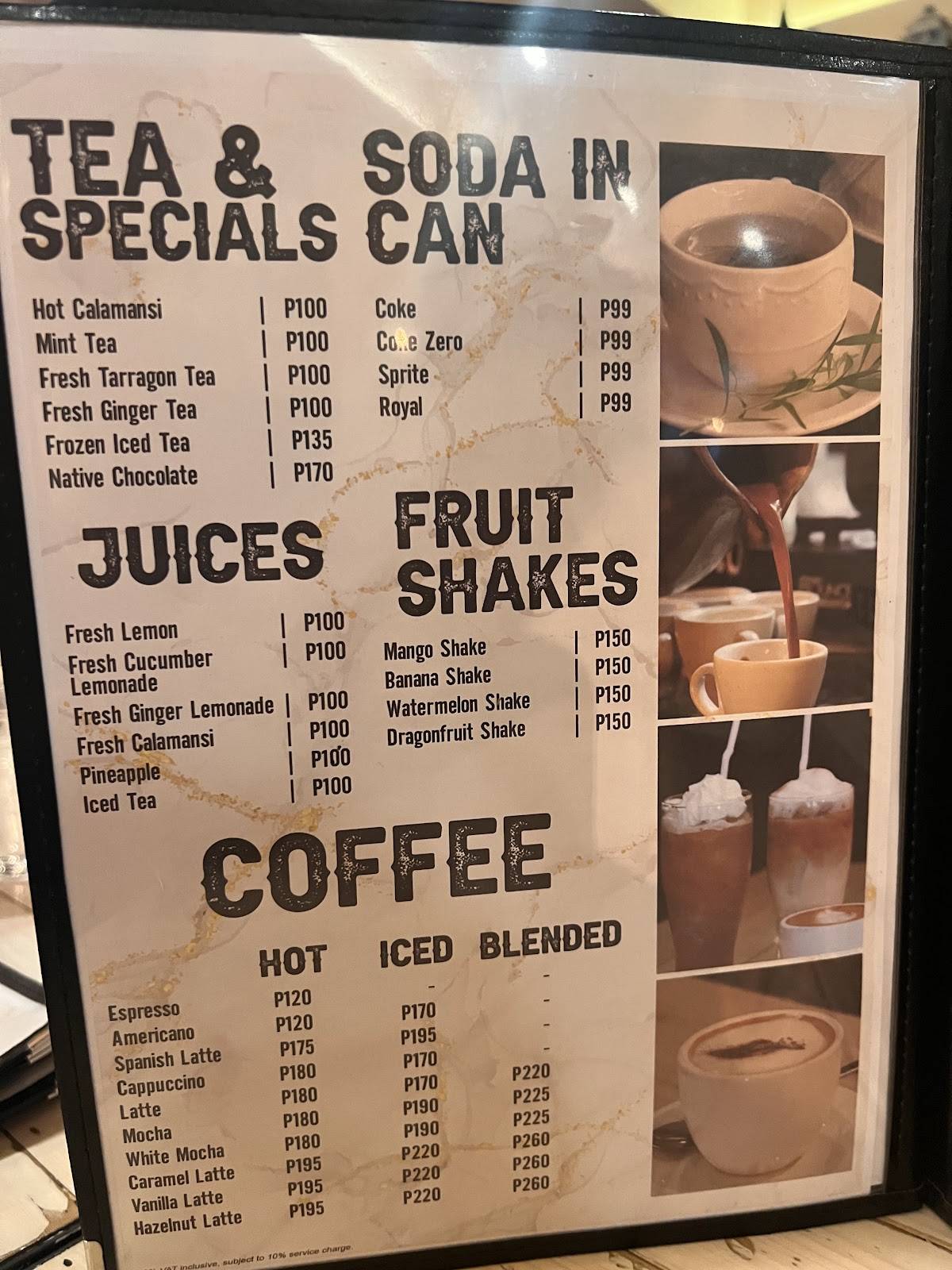 Menu at Café Del Prado cafe, Iloilo City, M.H. Del Pilar Street