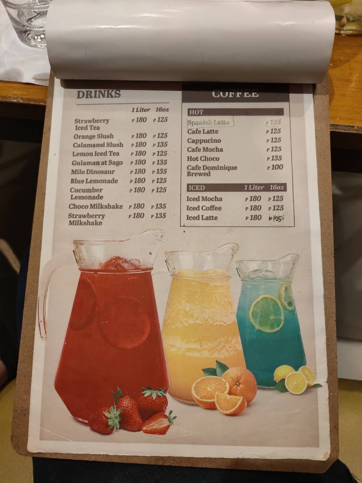 Menu at Cafe Dominique, Quezon City