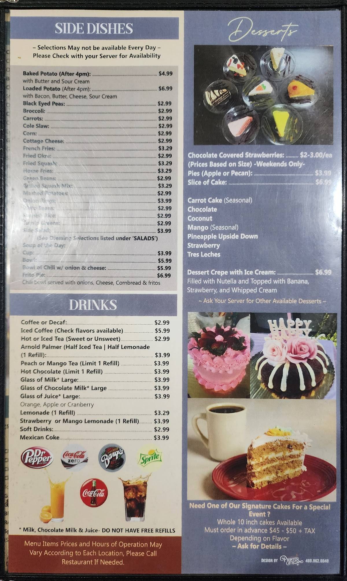 Menu at Good Day Cafe, Grand Prairie, S Carrier Pkwy #100