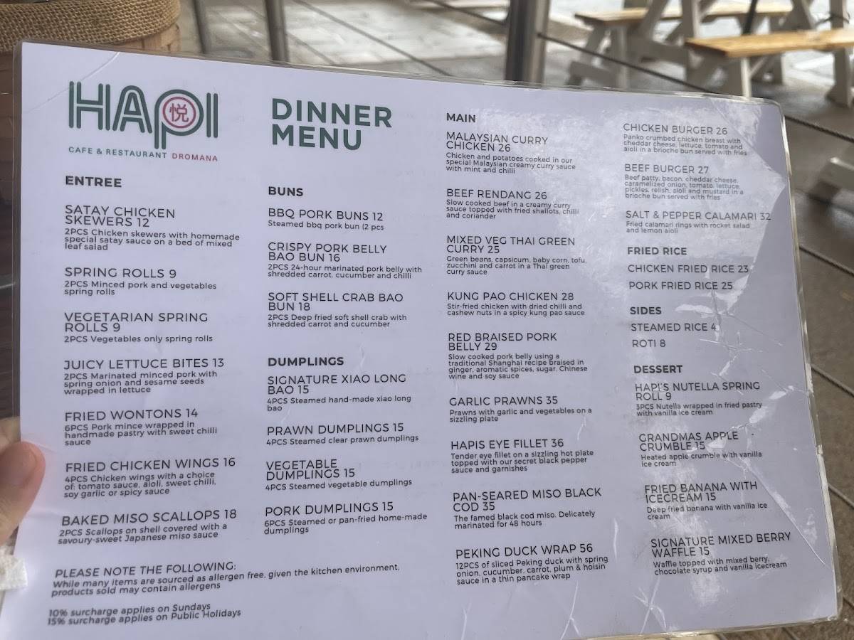 Menu at Hapi Cafe & Restaurant Dromana, Dromana