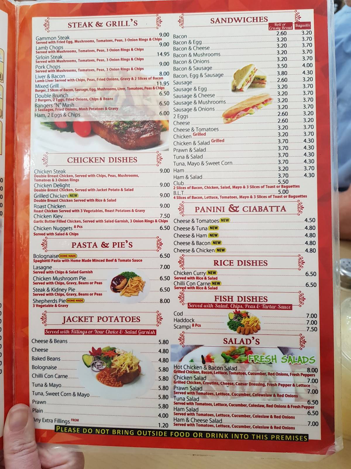 Menu at Hunt's Cafe, Chessington, chessington Business Centre