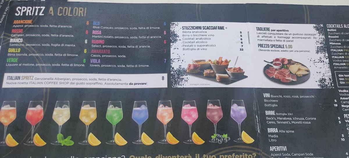 Menu at Italian coffee shop cafe, Loano