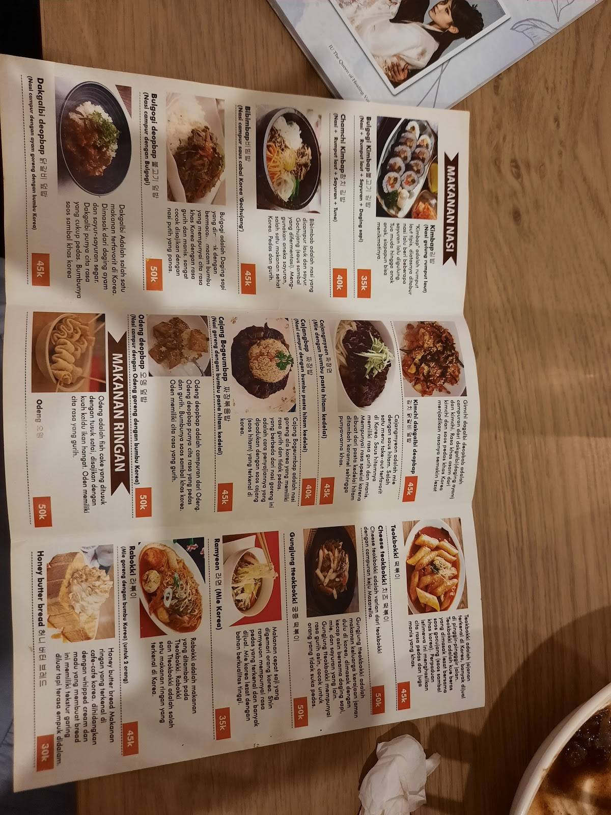 Menu at Cafe Jalan Korea, Surabaya