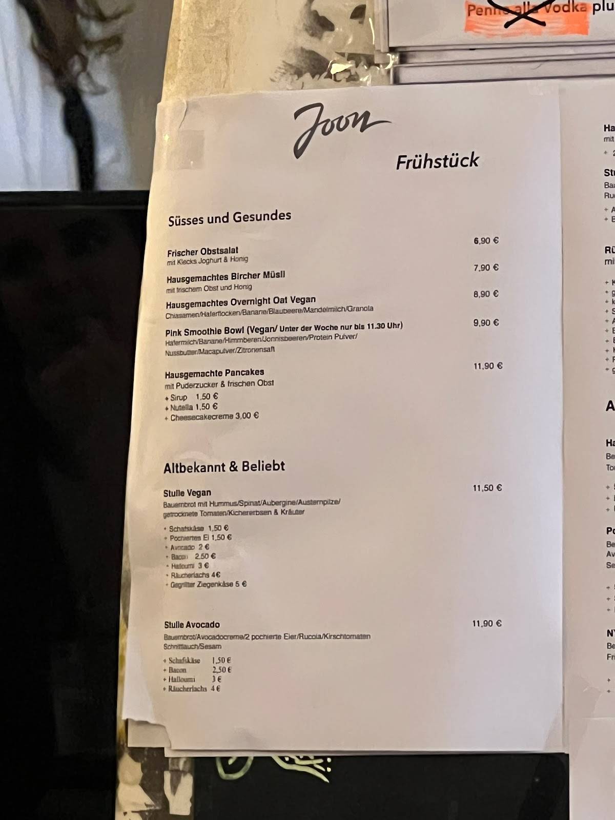 Speisekarte von Café Joon - München pub & Bar, München