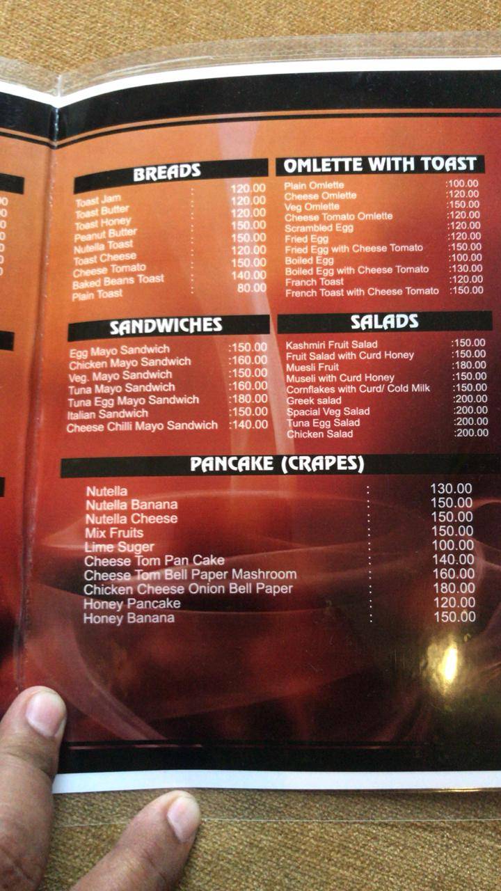 Menu at Cafe La Comida, Udaipur