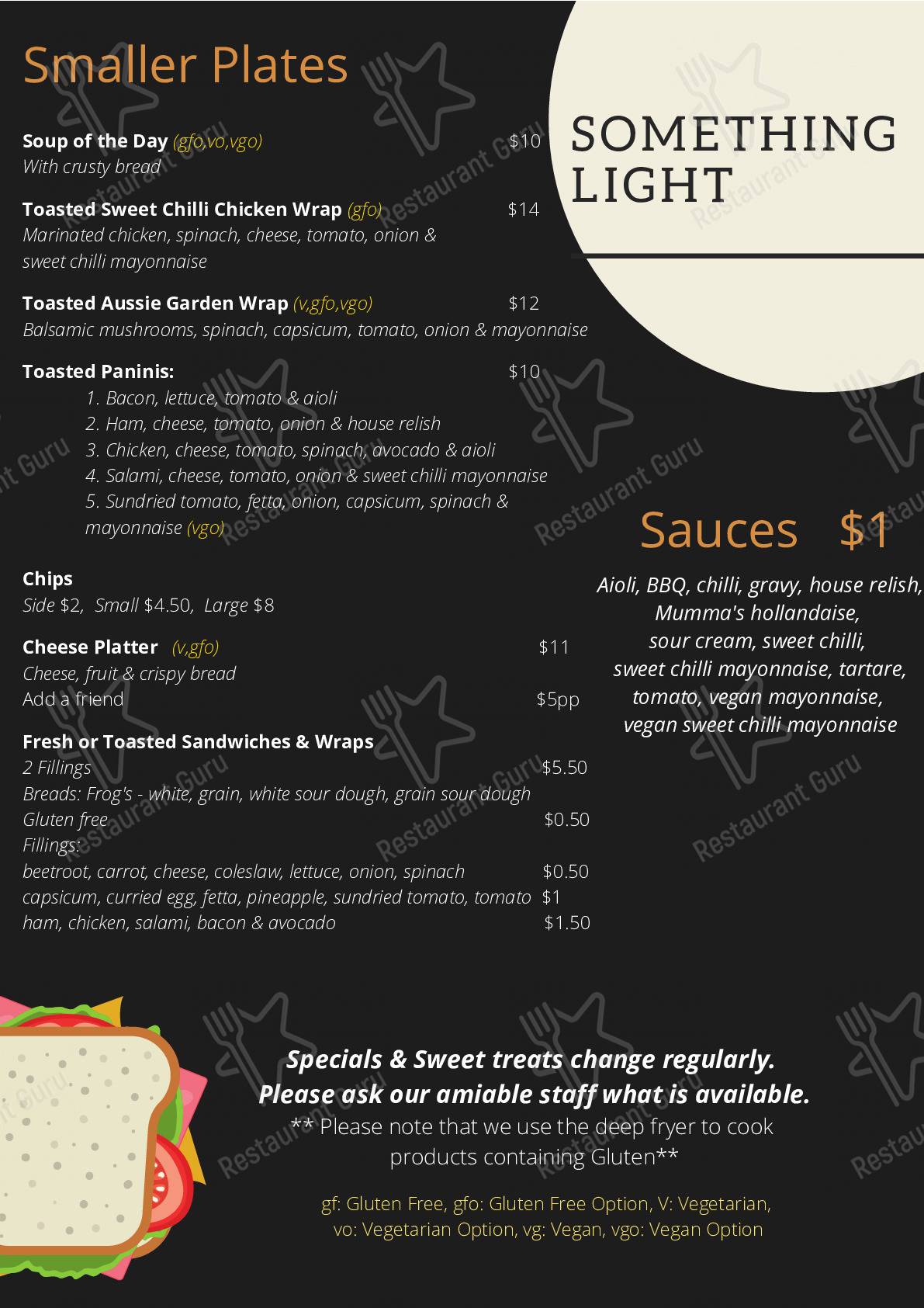 Menu at Mumma Buzz Cafe 'N' Takeaway, Deloraine